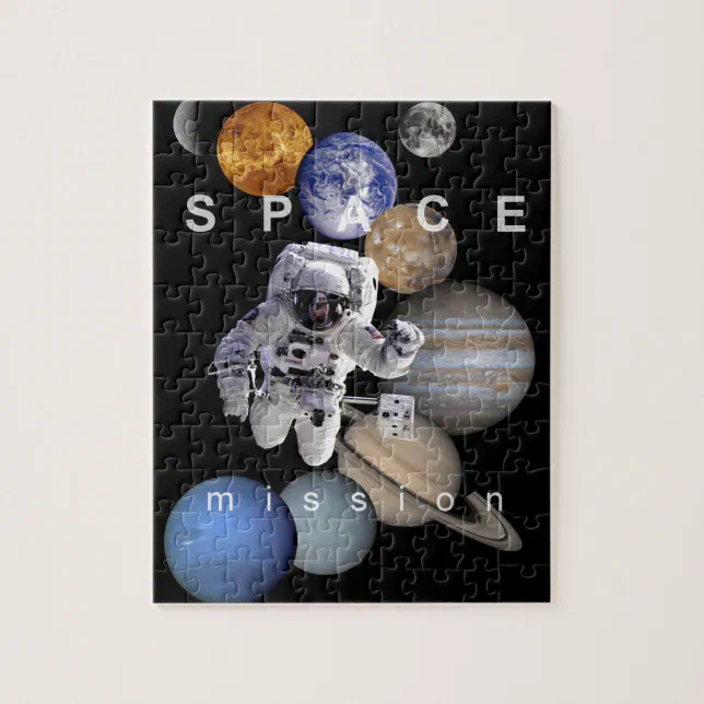 astronaut space mission solar system planets jigsaw puzzle | Zazzle