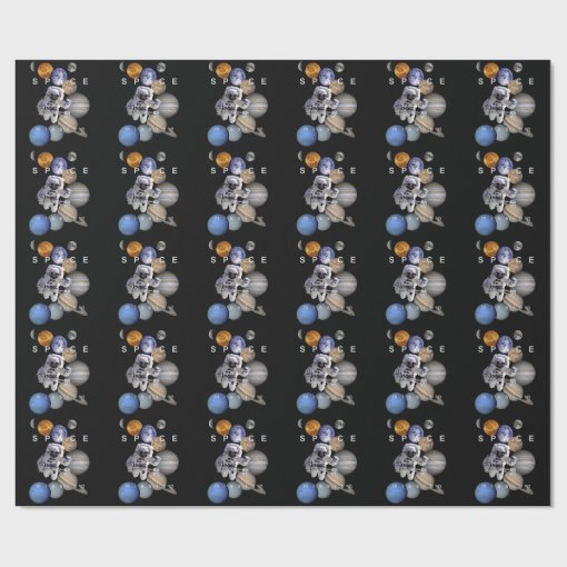 astronaut space mission solar system planets wrapping paper | Zazzle