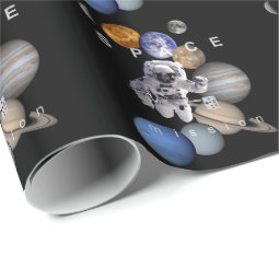 astronaut space mission solar system planets wrapping paper | Zazzle