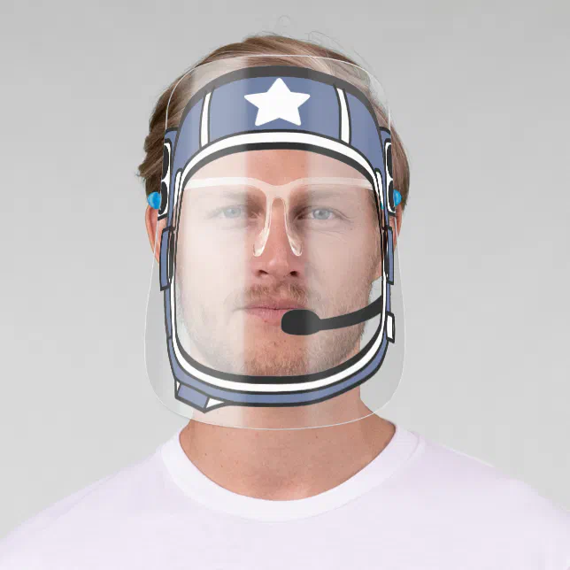 Astronaut Spaceman Space Helmet Blue With Star Face Shield | Zazzle