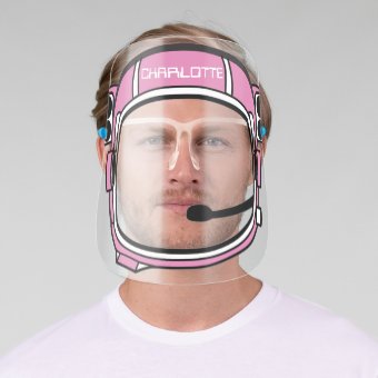 Astronaut Spaceman Space Helmet Pink Personalized Face Shield | Zazzle