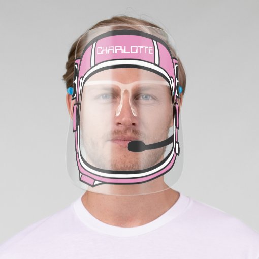 Astronaut Spaceman Space Helmet Pink Personalized Face Shield | Zazzle