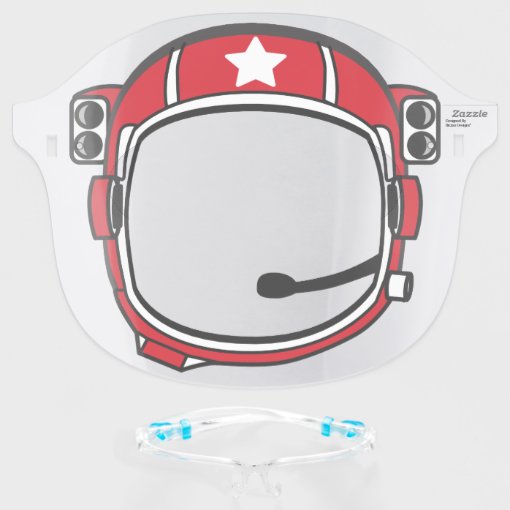 Astronaut Spaceman Space Helmet Red With Star Face Shield | Zazzle