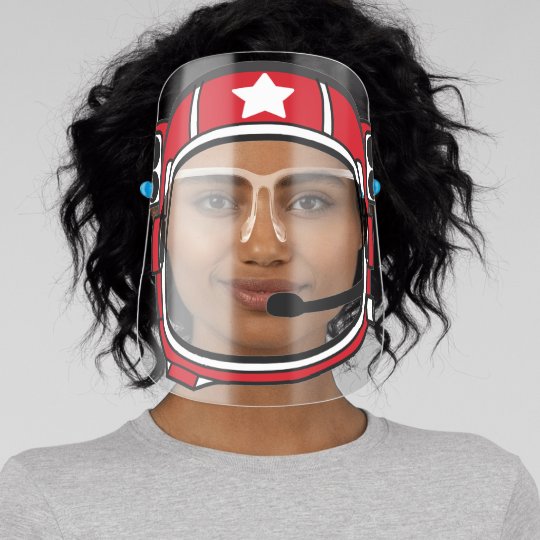 Astronaut Spaceman Space Helmet Red With Star Face Shield | Zazzle.com