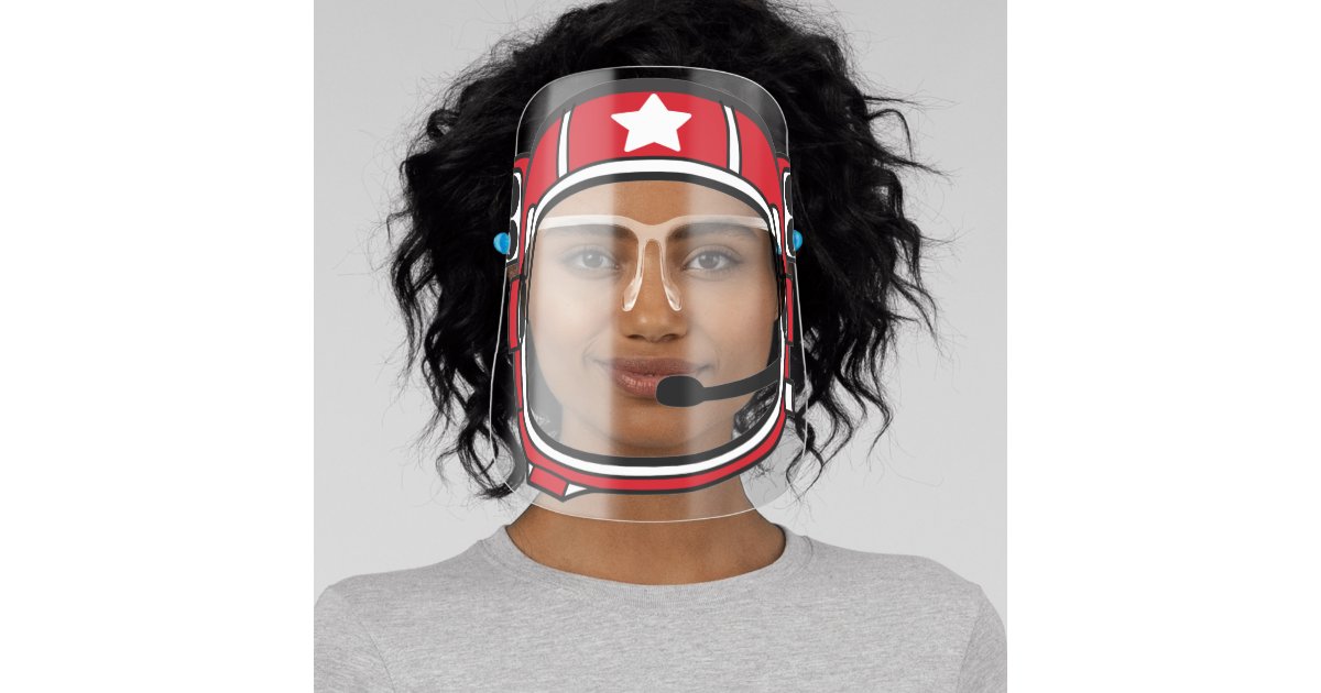 Astronaut Spaceman Space Helmet Red With Star Face Shield | Zazzle