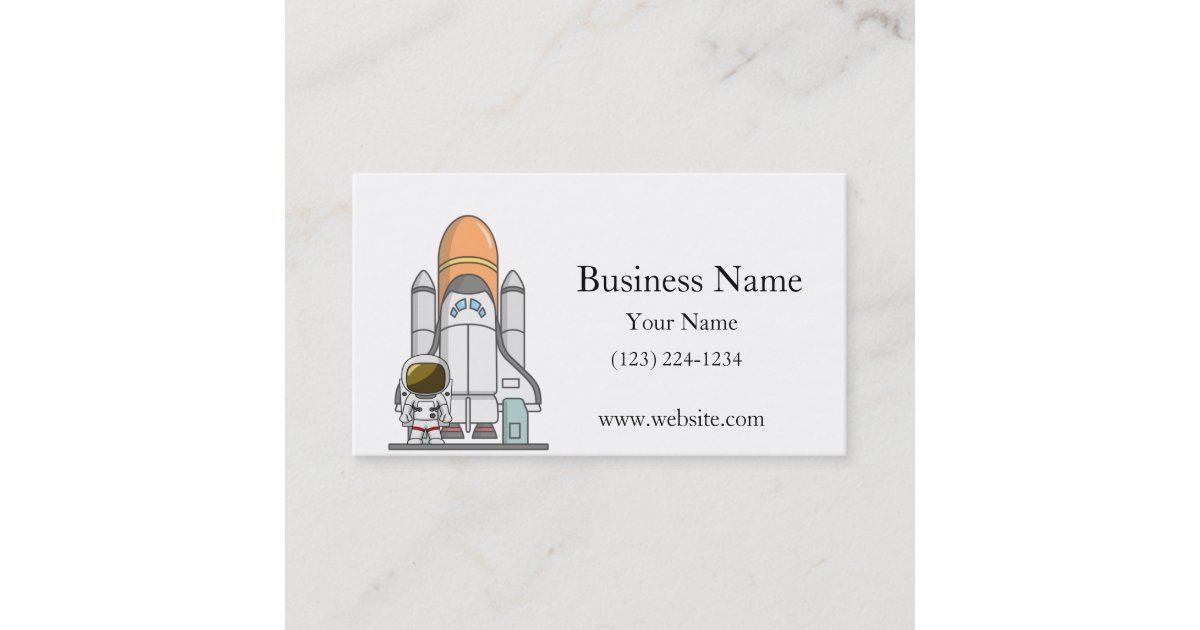 Astronaut & Spaceship Business Card | Zazzle