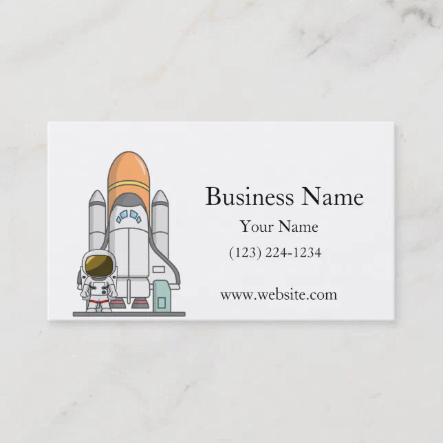 Astronaut & Spaceship Business Card | Zazzle