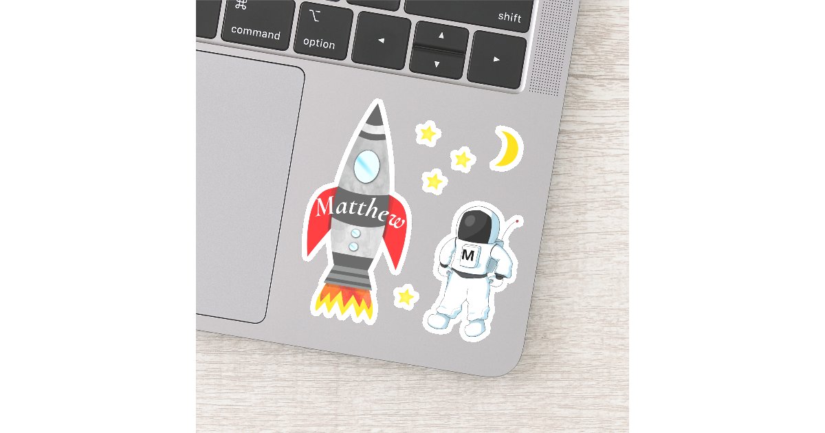 Astronaut Spaceship Rocket with your child's name Sticker | Zazzle