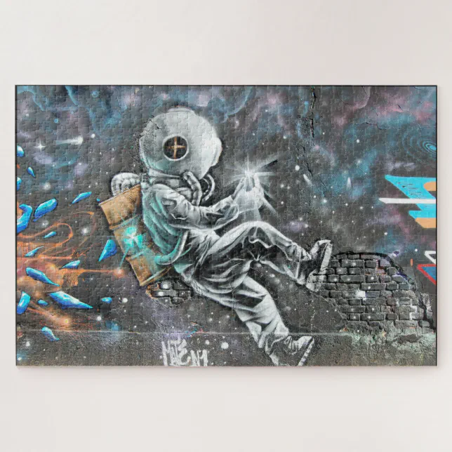 Astronaut Street Art Mural Puzzle | Zazzle