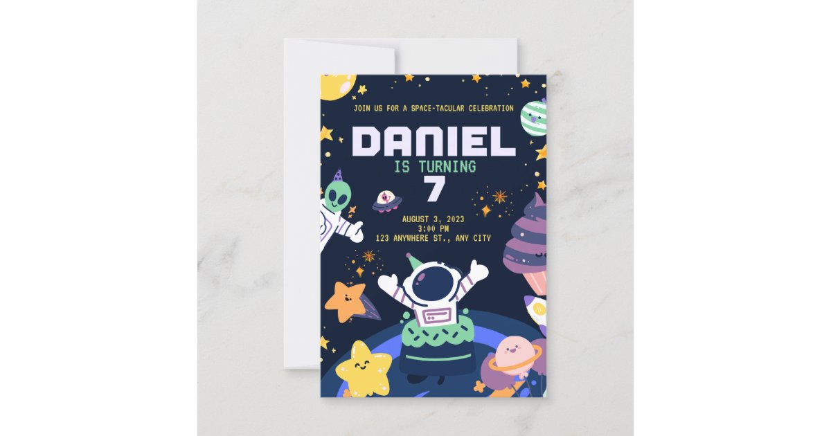 ASTRONAUT THEME BIRTHDAY INVITATION | Zazzle