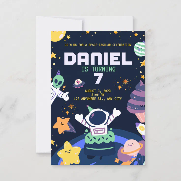 ASTRONAUT THEME BIRTHDAY INVITATION | Zazzle