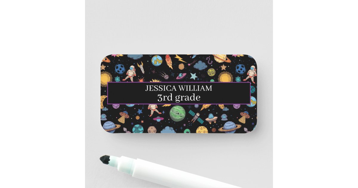 Astronauts Planets Space, Back To School Kid's Name Tag | Zazzle