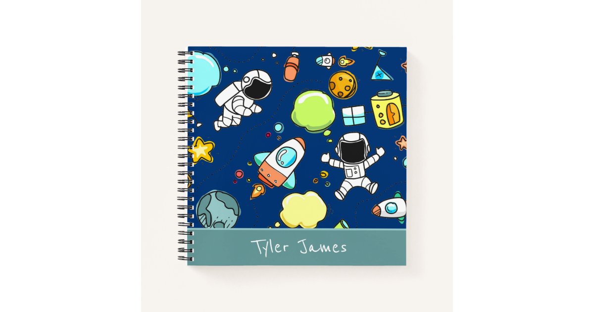 Astronauts Planets Space Kid's Square Notebook | Zazzle