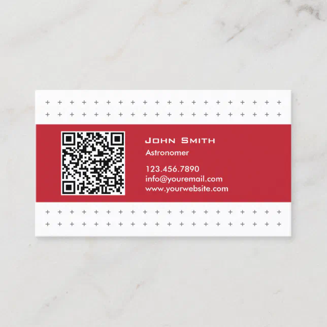 Astronomer Cool QR Code Red Label Business Card | Zazzle