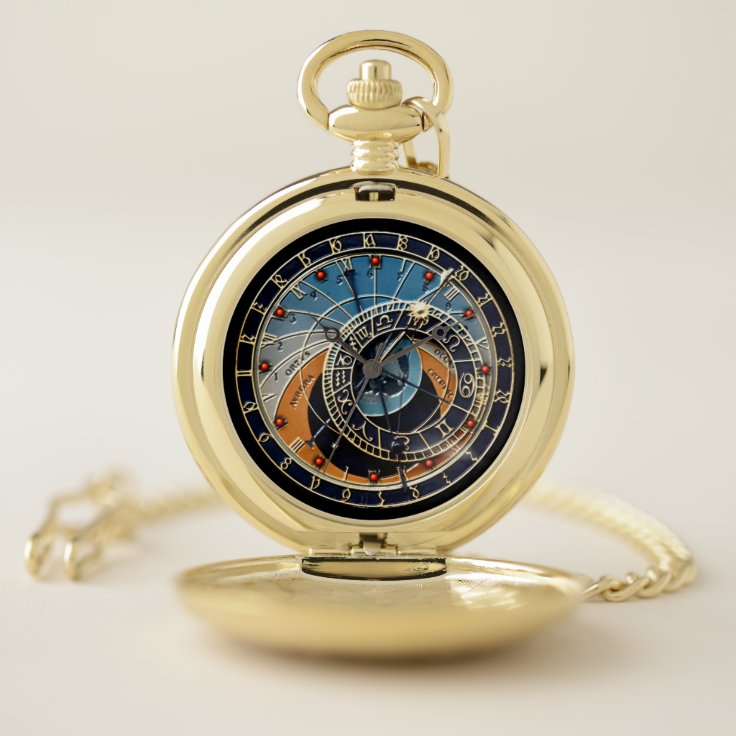 Astronomical themed pocket watch - engravable | Zazzle