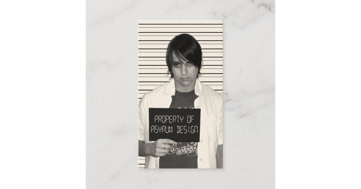 asyrum mugshot wanted poster business card | Zazzle