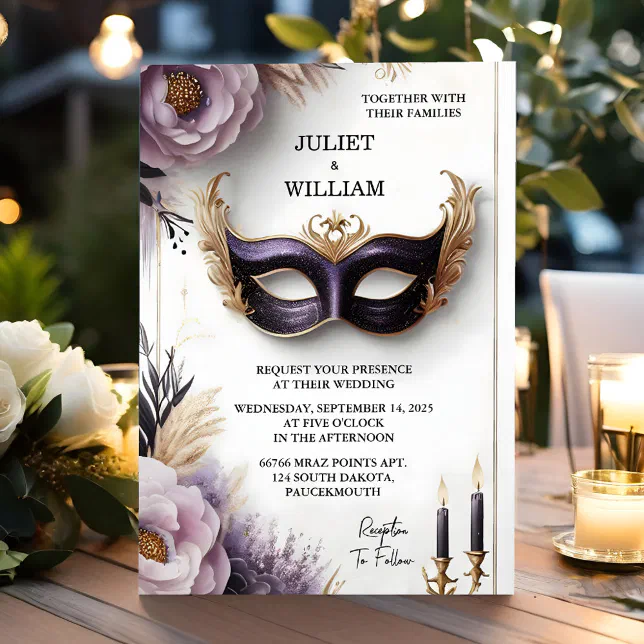 At Dress Code Prom Costume Masquerade Ball Wedding Invitation | Zazzle