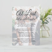At Last 2 Photo Simple Overlay Wedding Celebration Invitation | Zazzle