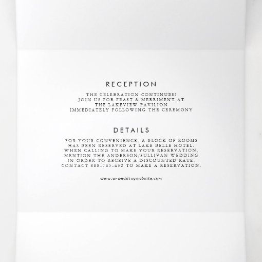 At Last Black Minimalist Script Wedding Tri-Fold Invitation | Zazzle