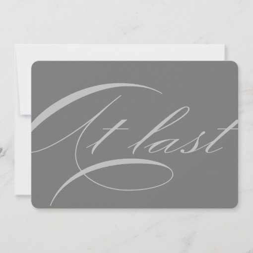 At last Calligraphy Elegant Soft Pink Grey Wedding Invitation | Zazzle