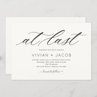 At Last EDITABLE COLOR Modern Wedding Invitation | Zazzle