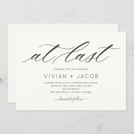At Last EDITABLE COLOR Modern Wedding Invitation | Zazzle