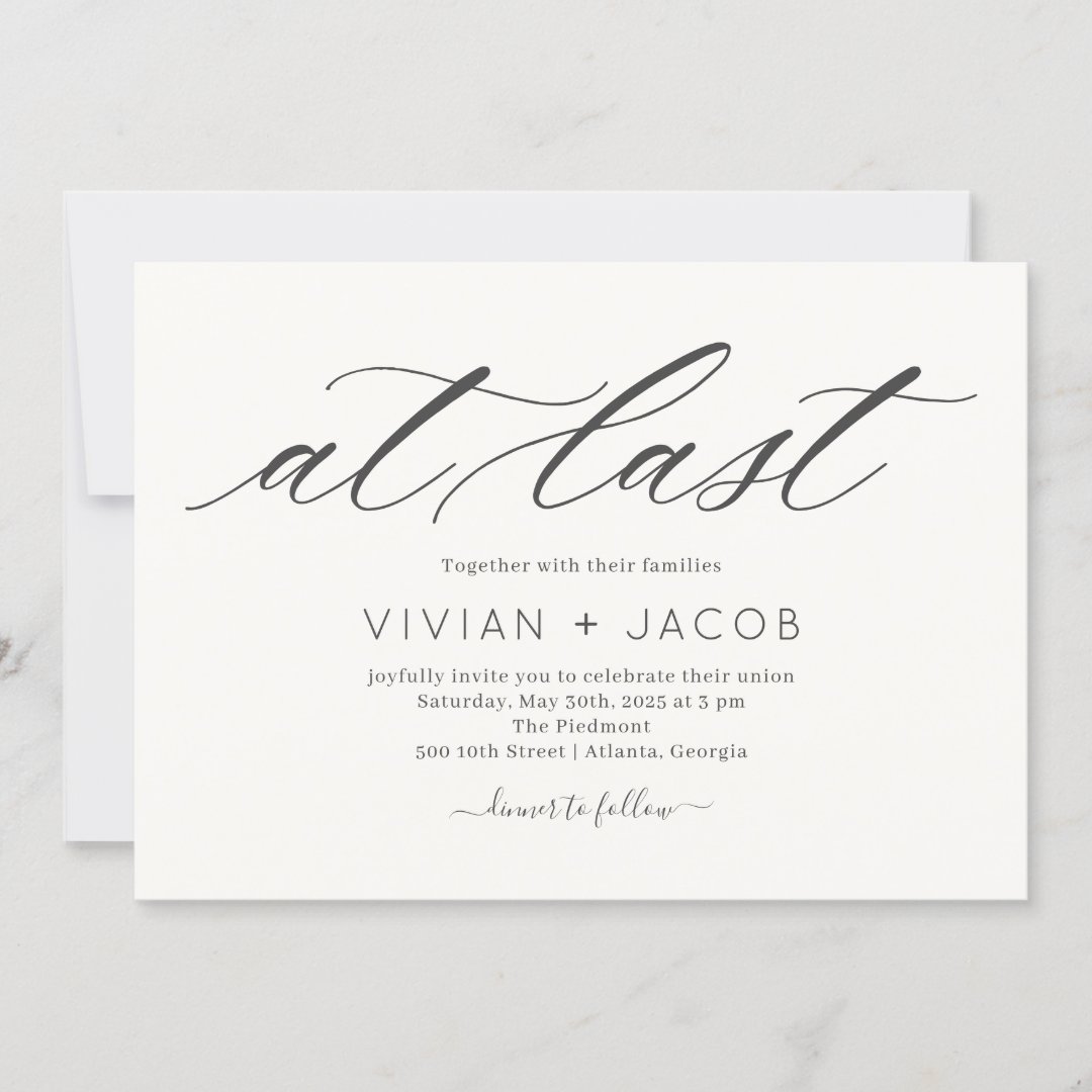 At Last EDITABLE COLOR Modern Wedding Invitation | Zazzle