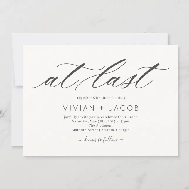 At Last EDITABLE COLOR Modern Wedding Invitation | Zazzle