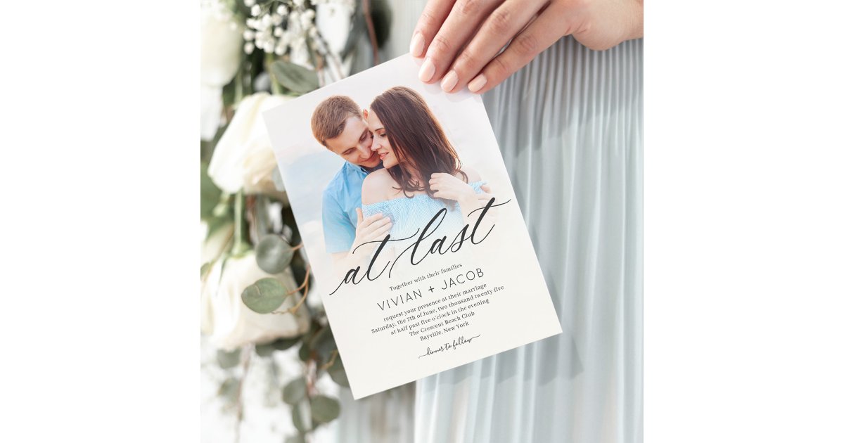 At Last Photo Wedding Invitation | Zazzle
