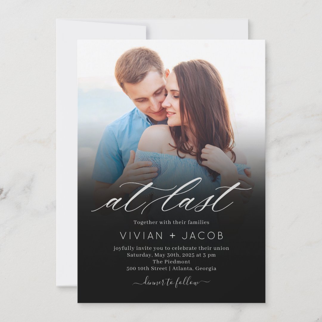 At Last Photo Wedding Invitation | Zazzle