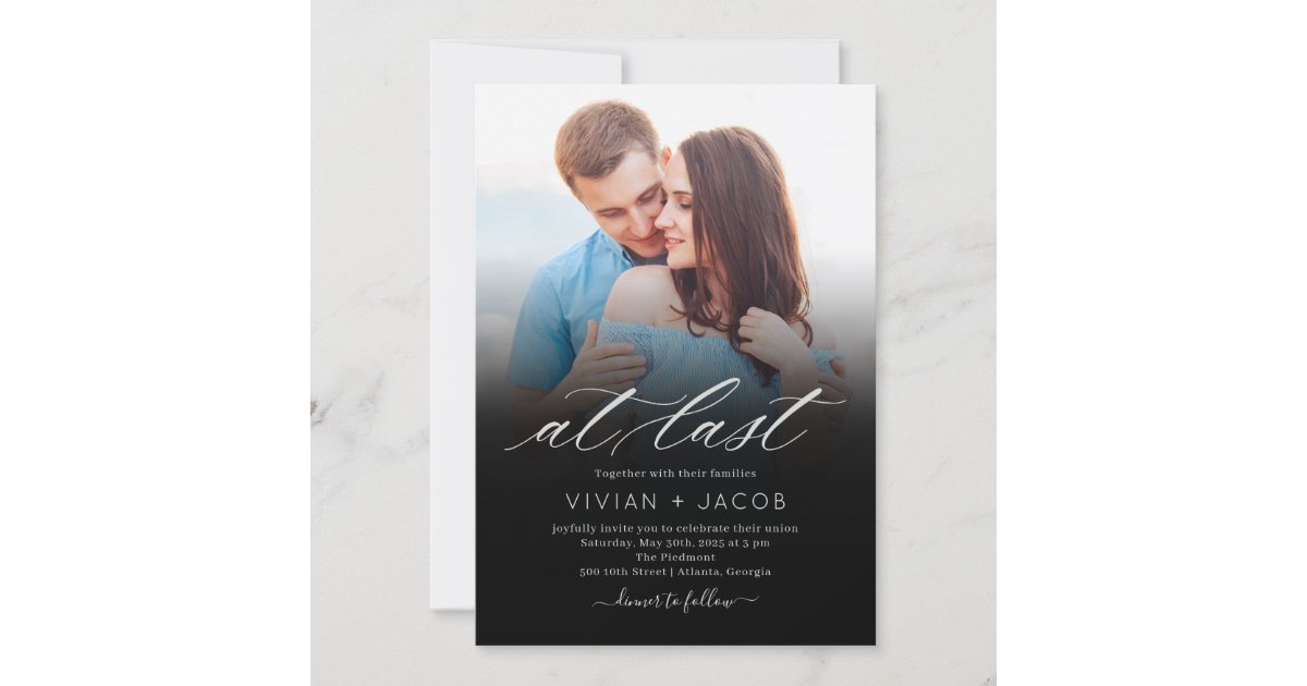At Last Photo Wedding Invitation | Zazzle
