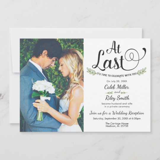 At Last Wedding Reception Invitation | Zazzle.com