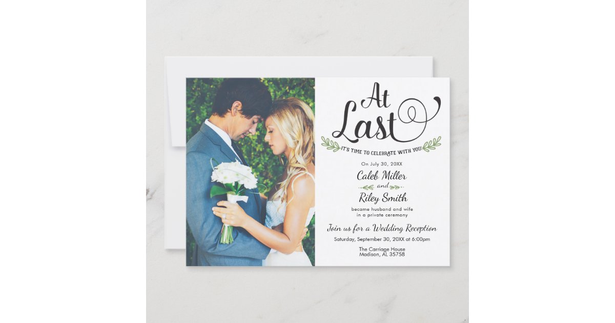 At Last Wedding Reception Invitation | Zazzle