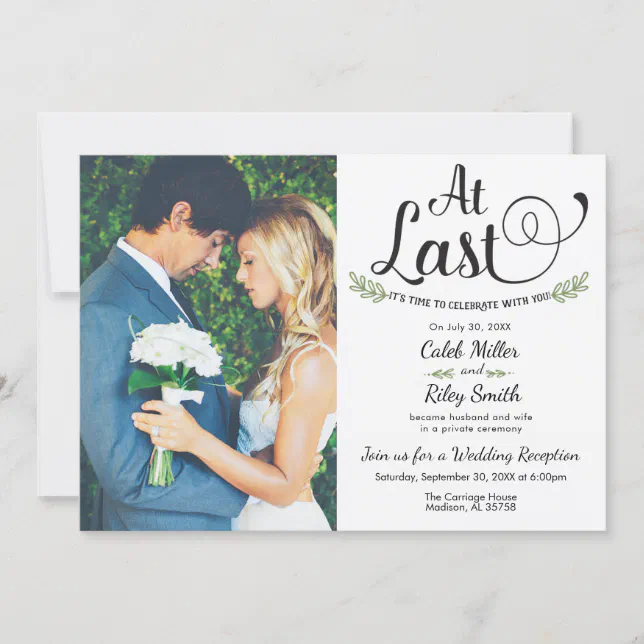 At Last Wedding Reception Invitation | Zazzle