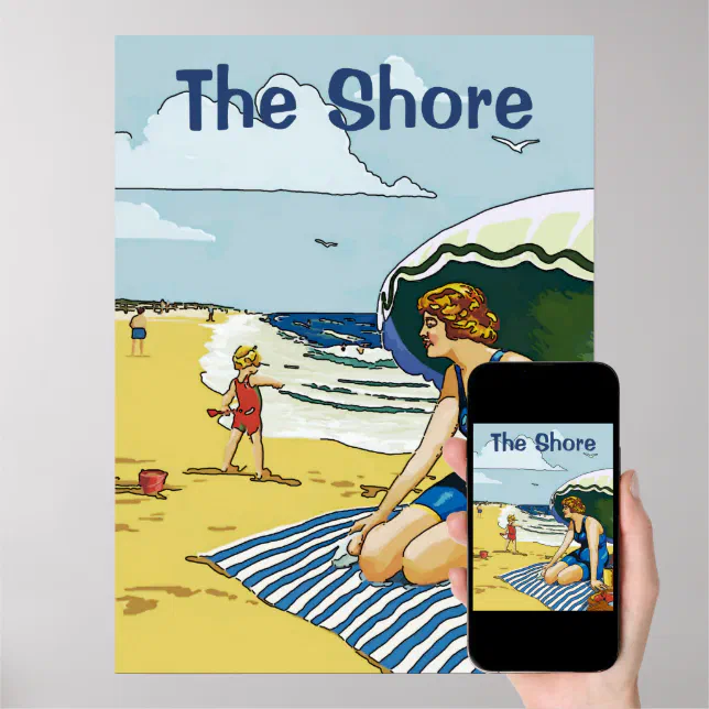 At The Beach, edit text Poster | Zazzle