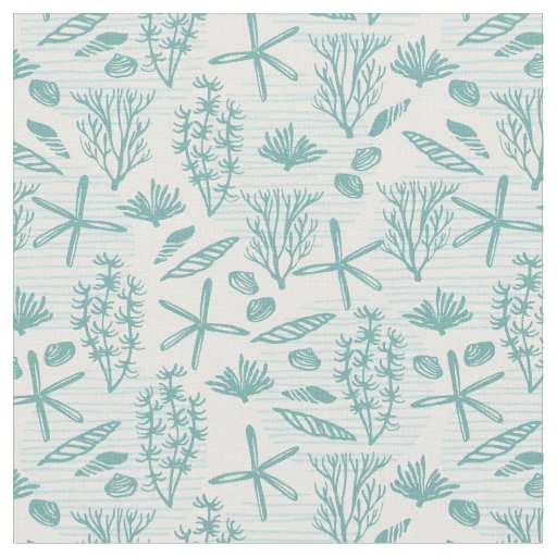 At the Beach Pattern Fabric | Zazzle