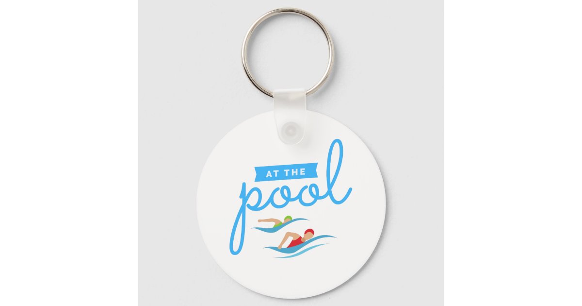 At the pool classic round keychain | Zazzle