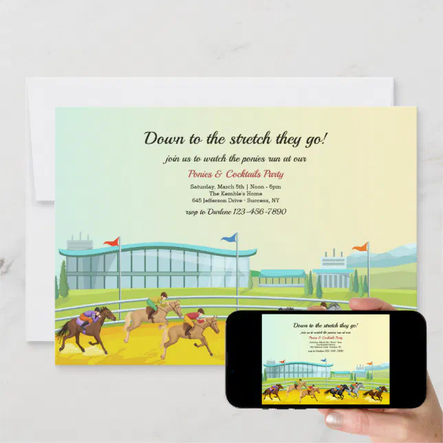 At The Racetrack Horse Racing Party Invitation | Zazzle