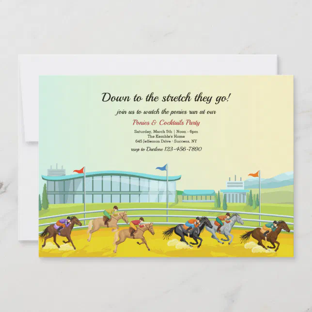 At The Racetrack Horse Racing Party Invitation | Zazzle