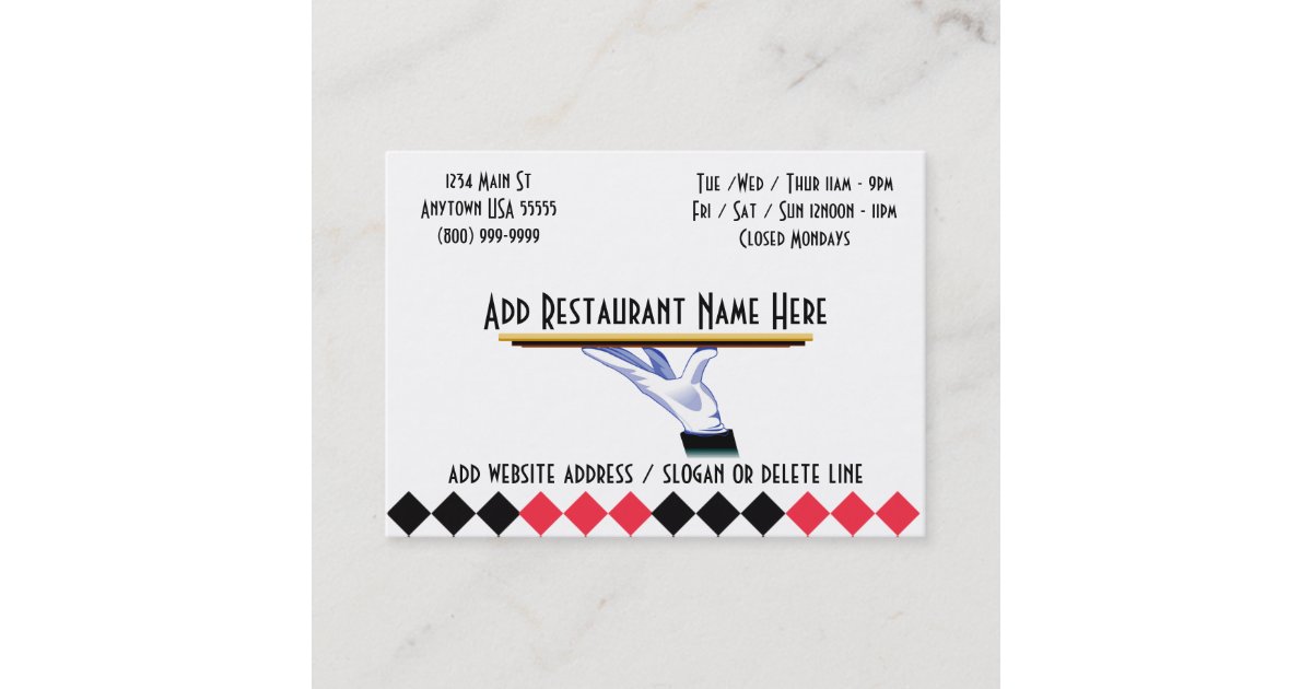 At Your Service Restaurant Business Cards | Zazzle