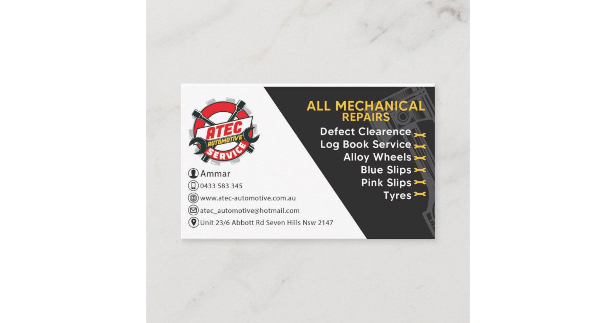 ATEC Automotive Business Business Card | Zazzle