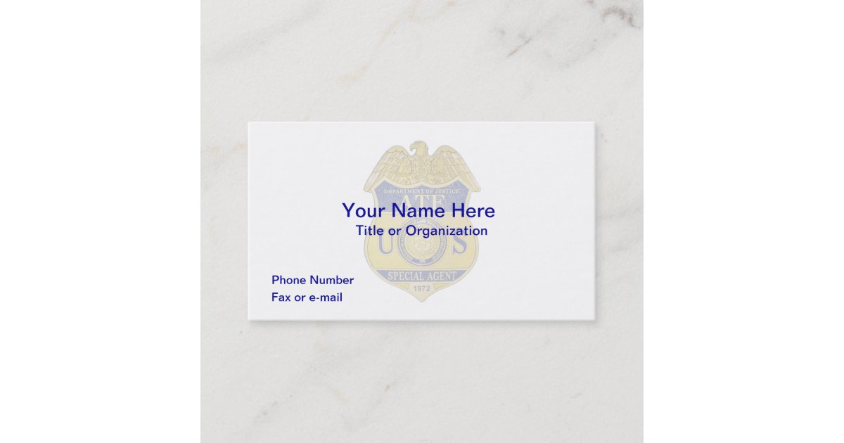 ATF Badge Business Card | Zazzle