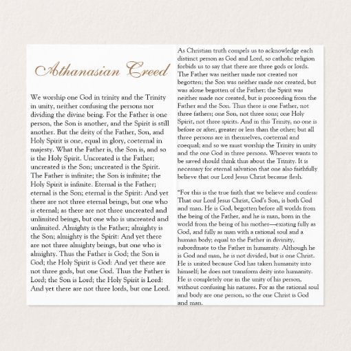 Athanasian Creed - Prayer Card | Zazzle