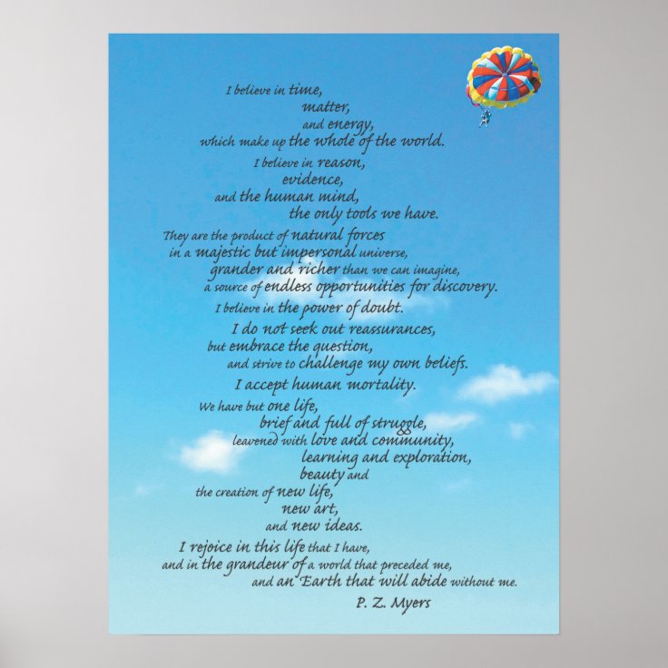 Atheists' Creed Poster | Zazzle