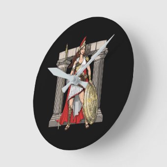 Athena Greek Goddess Round Clock | Zazzle
