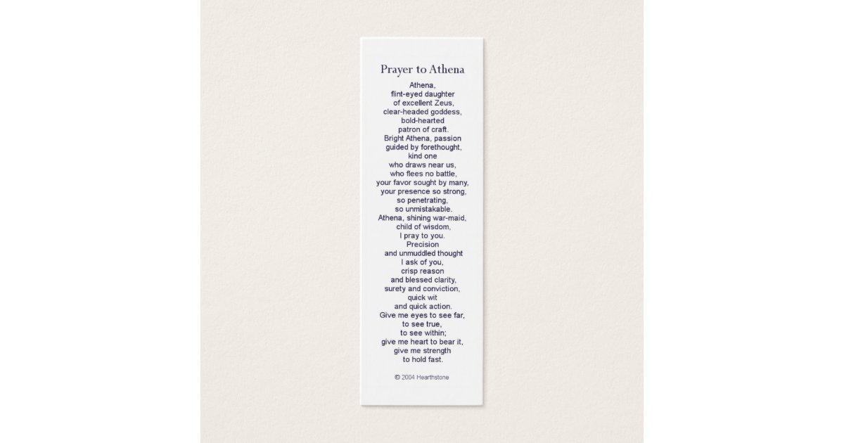 Athena Prayer Card | Zazzle