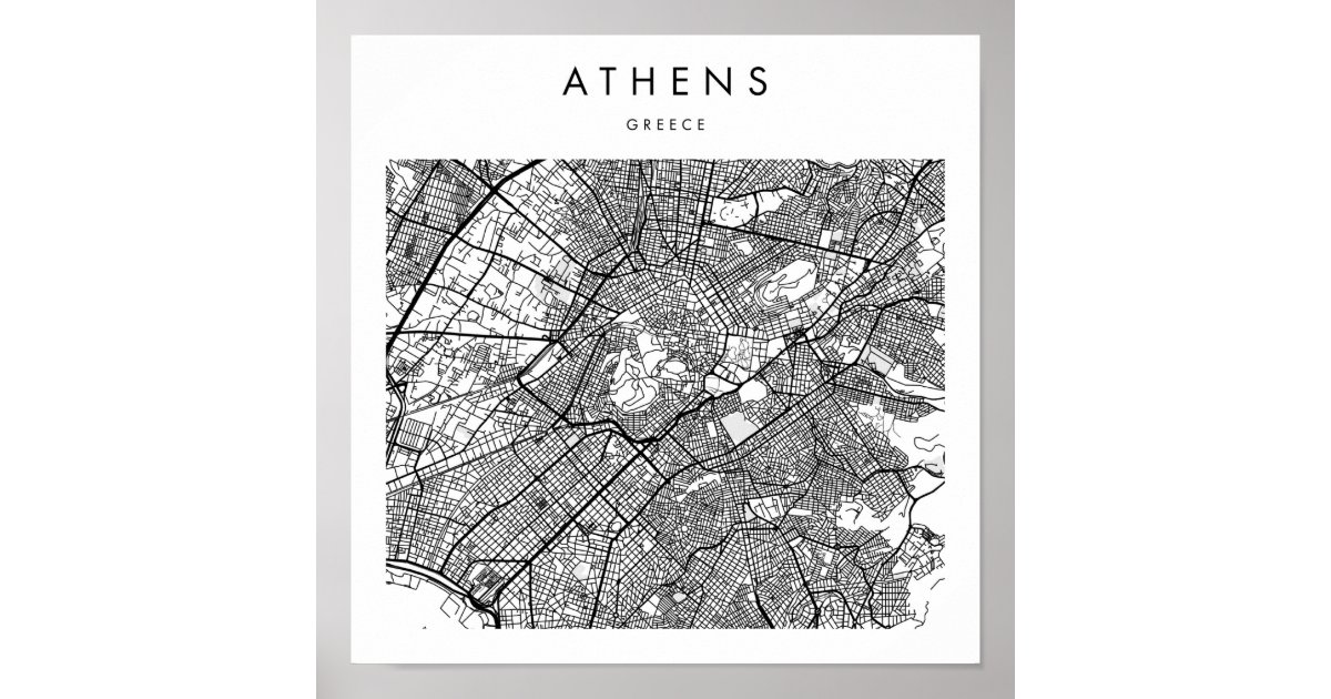 Athens Greece Minimal Modern Street Map Poster | Zazzle