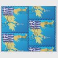 Athens Greece Travel Stamp Greek Flag and Map Wrapping Paper | Zazzle