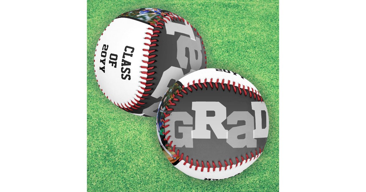 Athlete GRAD Black Ombre Graduation Photo Baseball | Zazzle