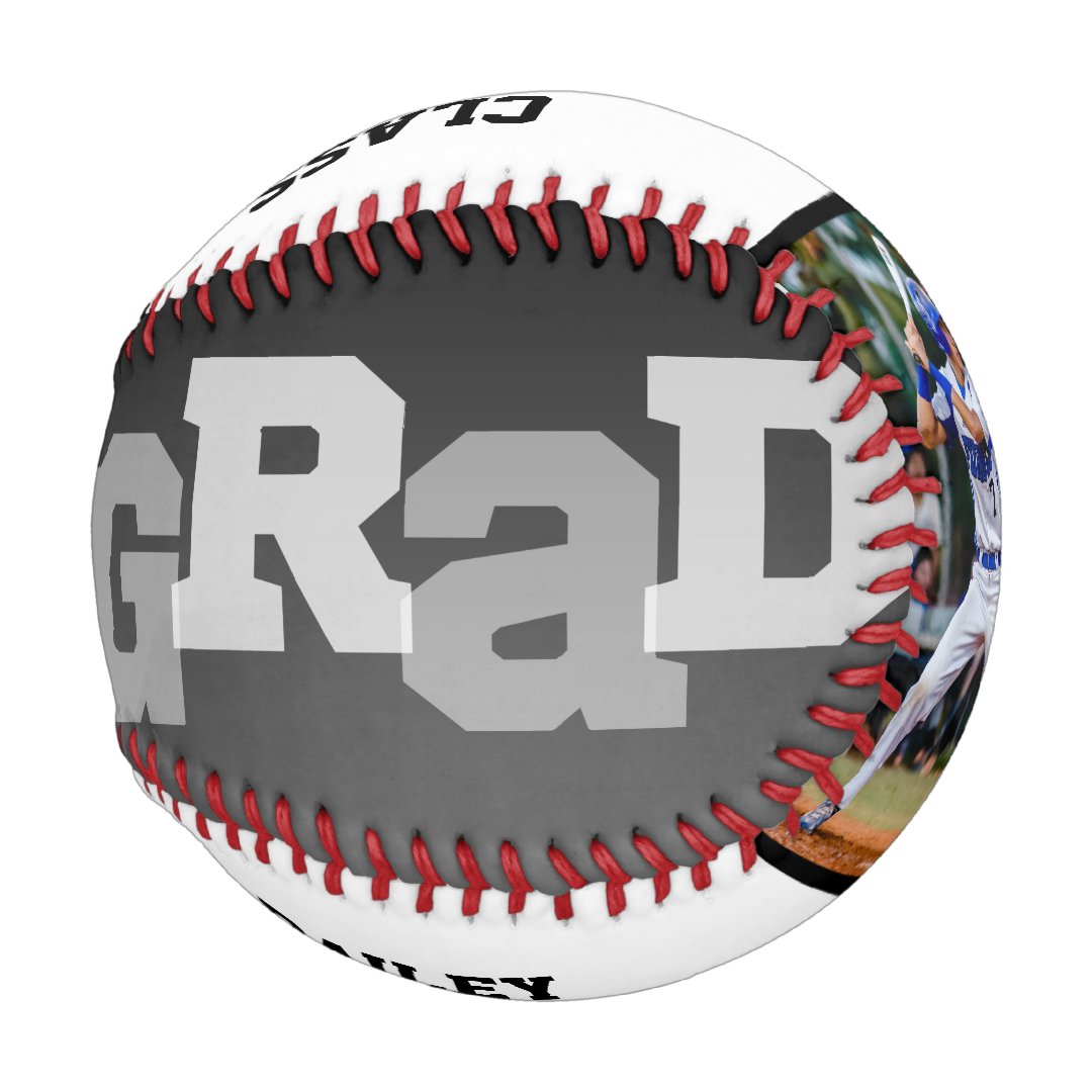 Athlete GRAD Black Ombre Graduation Photo Baseball | Zazzle
